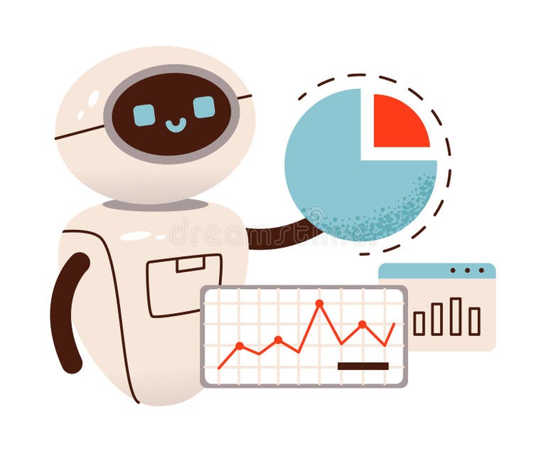 Robot and Artificial Intelligence Concept. Robot Analyzes. Flat Vector Illustration Stock Vector ...