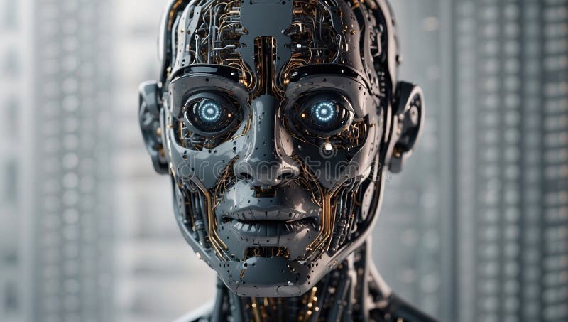 Robot, Artificial Intelligence in the Form of a Human Robot. Generative ...