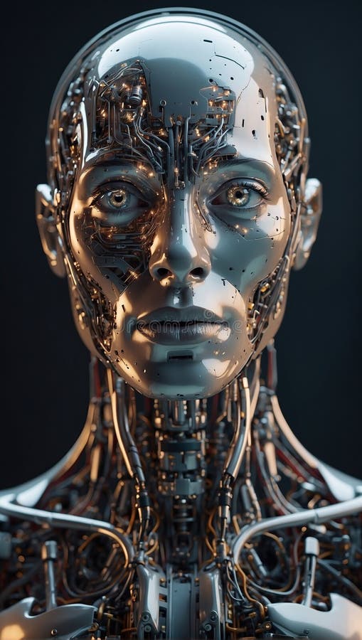 Robot, Artificial Intelligence in the Form of a Human Robot. Generative ...