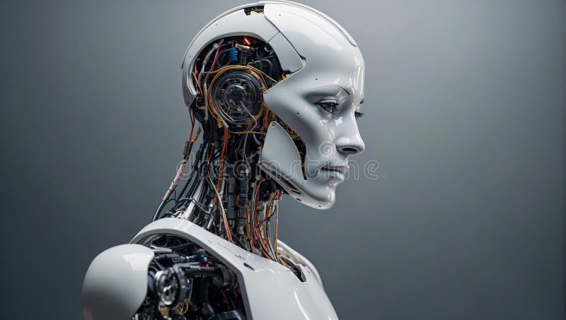 Robot, Artificial Intelligence in the Form of a Human Robot. Generative ...