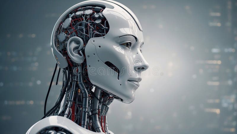 Robot, Artificial Intelligence in the Form of a Human Robot. Generative ...