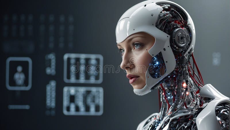 Robot, Artificial Intelligence in the Form of a Human Robot. Generative ...