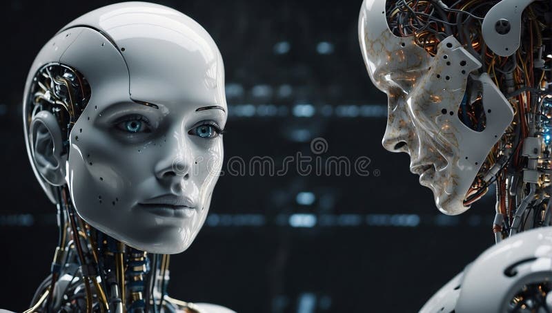 Robot, Artificial Intelligence in the Form of a Human Robot. Generative ...