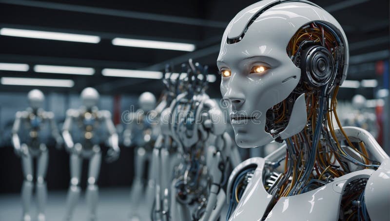 Robot, Artificial Intelligence in the Form of a Human Robot. Generative ...