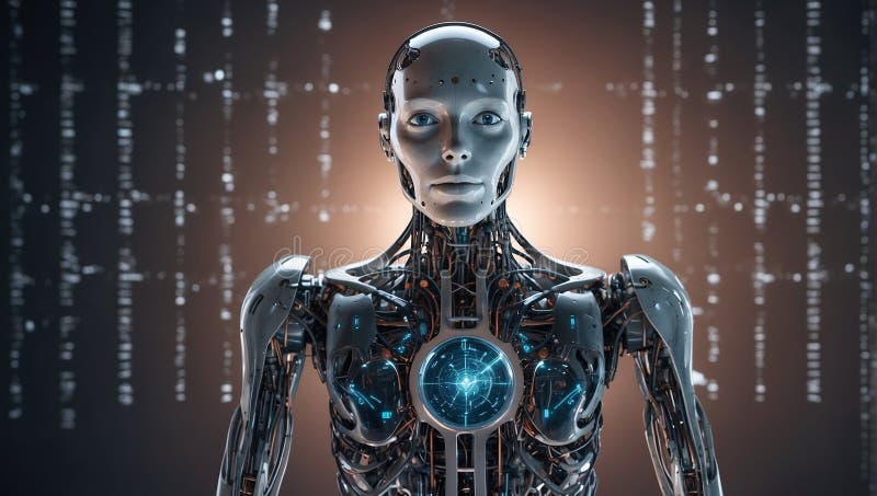 Robot, Artificial Intelligence in the Form of a Human Robot. Generative ...