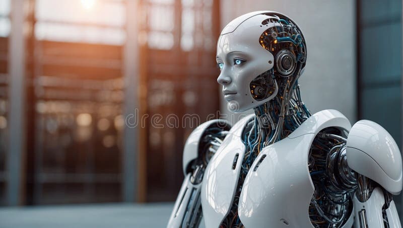 Robot, Artificial Intelligence in the Form of a Human Robot. Generative ...