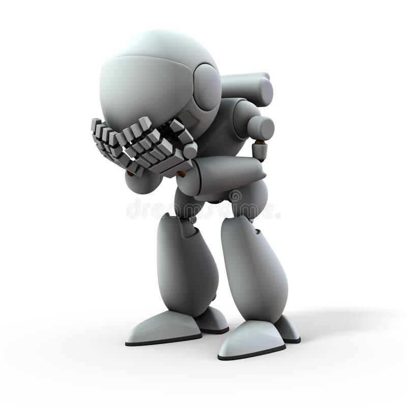 An Artificial Intelligence Robot that Leans on Pillars. Stock ...