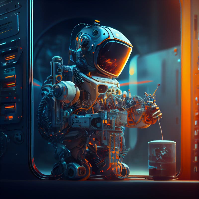 Robot with Artificial Intelligence in the Newest Space Laboratory Stock ...