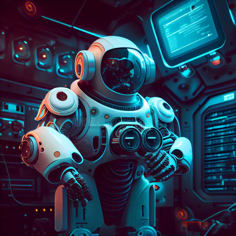 Robot with Artificial Intelligence in the Newest Space Laboratory Stock ...