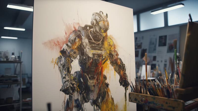 Robot, Artificial Intelligence, Paints a Picture with Colored Paints ...