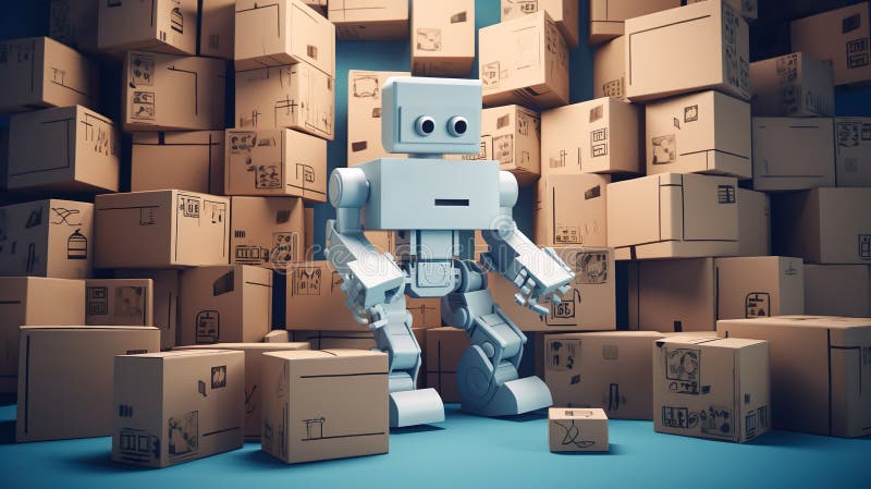 Robot Artificial Intelligence with Product or Cardboard Box.order ...
