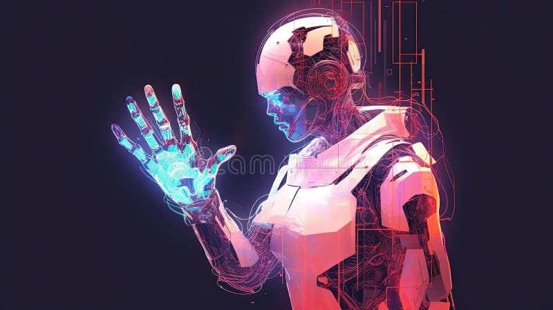 Robot and Artificial Intelligence Stock Illustration - Illustration of ...