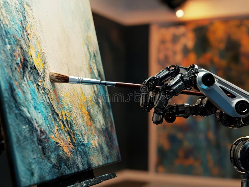 A Robot Artist, the Fusion of Technology and Creativity Stock Photo ...
