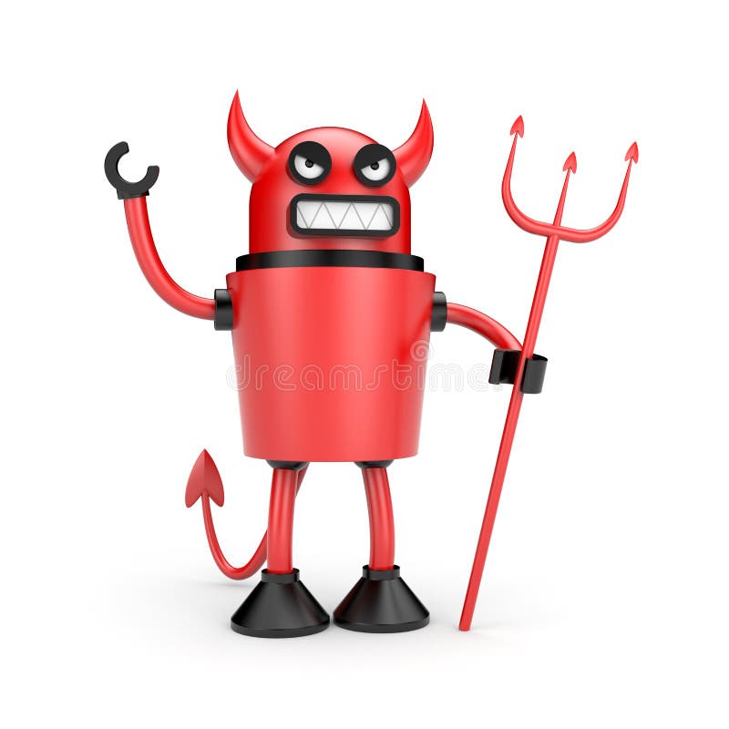 Robot as Devil stock illustration. Illustration of comic - 33763387