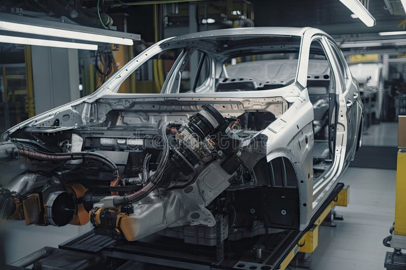 Robot Assembling Car Engine, with Each Part Being Perfectly Placed Stock Illustration ...