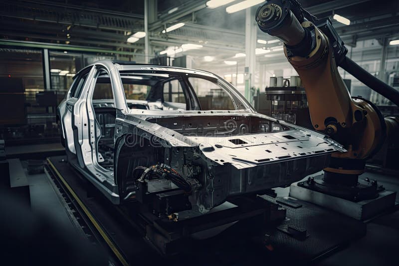 Robot on Assembly Line, Assembling Car Part Stock Illustration ...