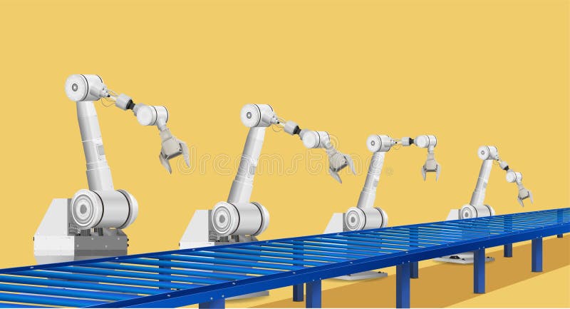 Robot assembly line stock vector. Illustration of empty - 211130378