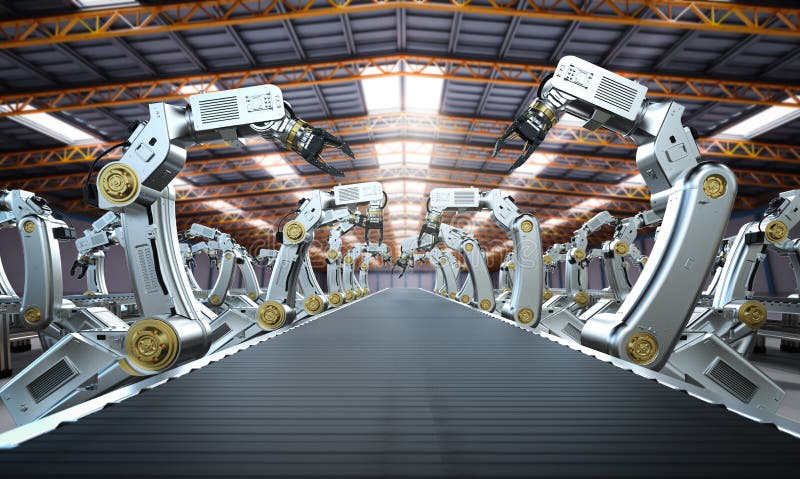 Robot Assembly Line in Car Factory Stock Illustration - Illustration of ... Robot Assembly Line in Car Factory Stock Illustration - Illustration of ...