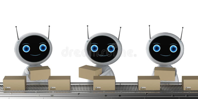 Robot Assembly Line with Car Engine or Machine Stock Illustration ...