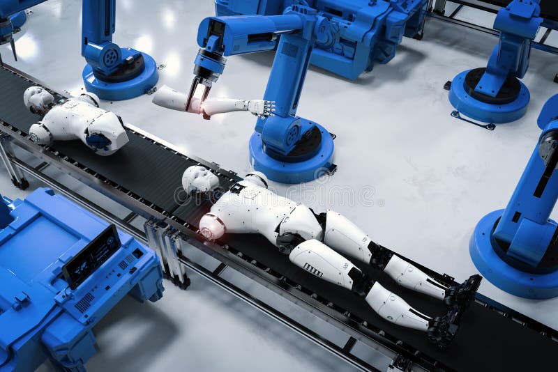 Robot Assembly Line In Car Factory Stock Illustration - Illustration of ... Robot Assembly Line In Car Factory Stock Illustration - Illustration of ...