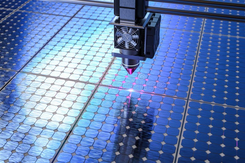 Robot Assembly Line in Solar Panel Factory Stock Illustration ...