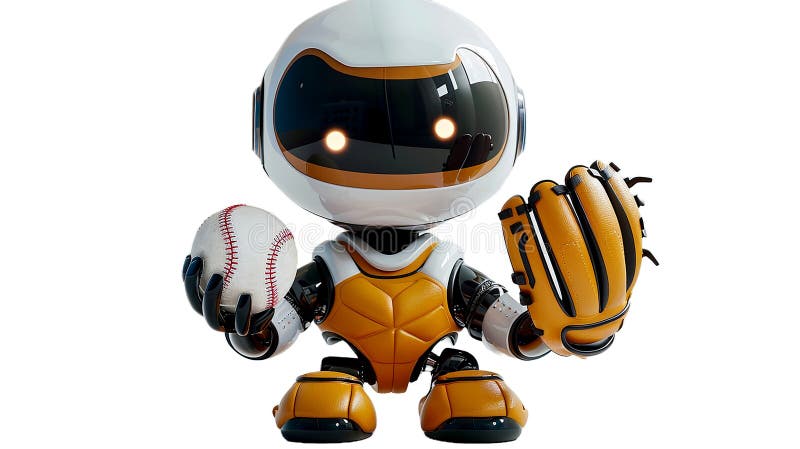 Robot Assistant Baseball Player on Transparent Background Stock ...