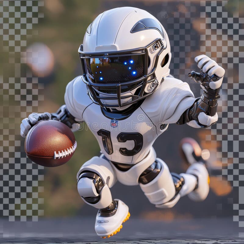 The Robot Assistant Holds the American Football Stock Photo - Image of ...