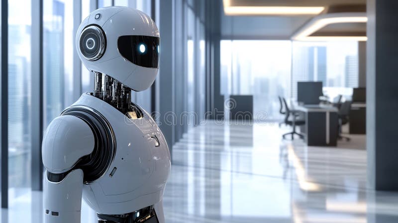 Robot Assistant in Modern Office Helping with Automation and Technology ...