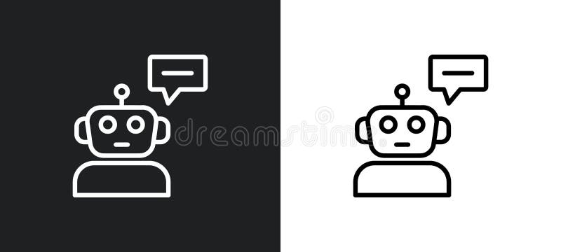 Robot Assistant Outline Icon in White and Black Colors. Robot Assistant ...