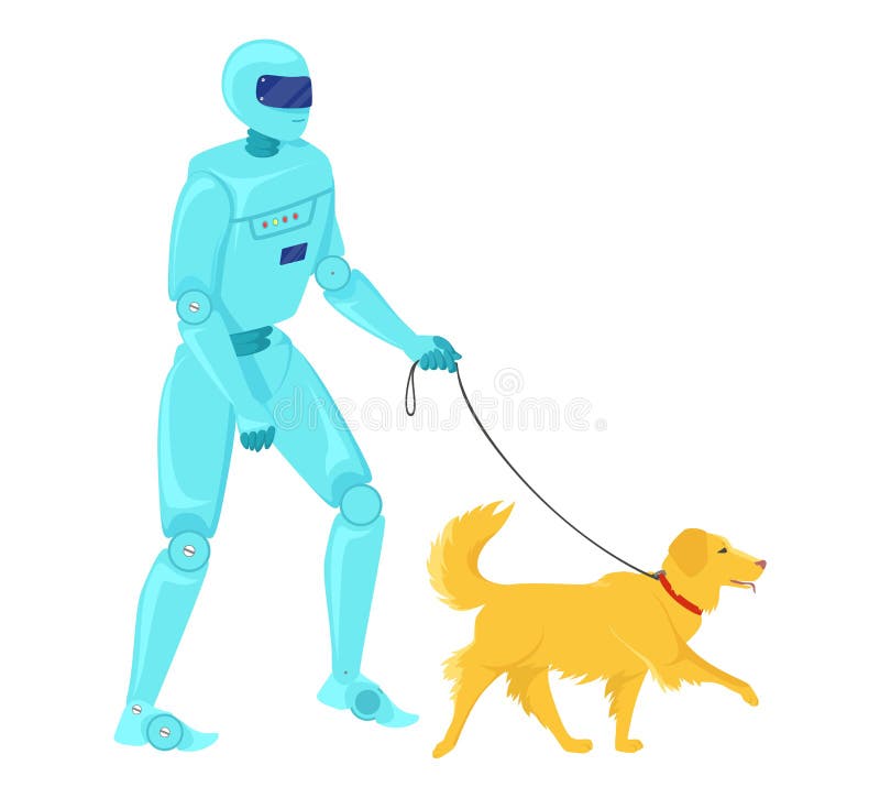 Robot Assistance Vector AI Machine Walk Elderly Stock Vector ...