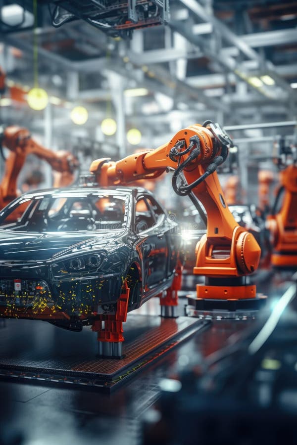 Robot Assisting with Car Maintenance, Suitable for Automotive Industry ...