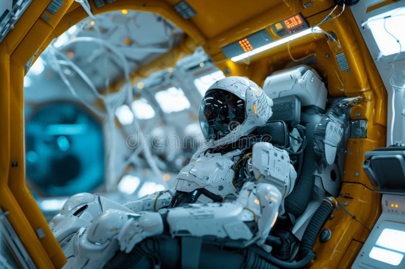 Robot Astronaut in Spaceship, Technology Development Stock Photo ...