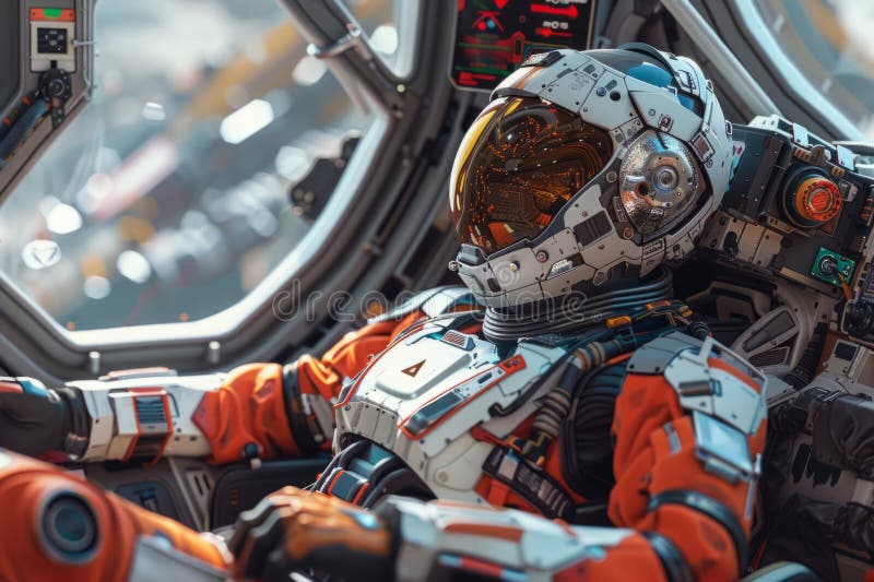 Robot Astronaut in Spaceship, Technology Development Stock Image ...