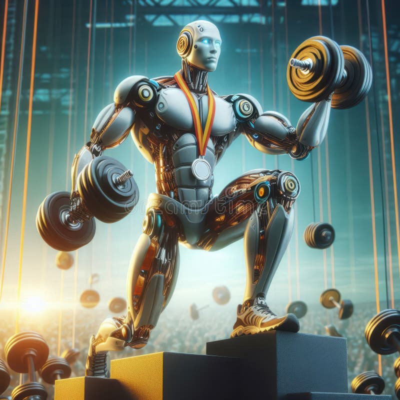 Robot Athlete Showcasing Strength and Precision in a Futuristic ...