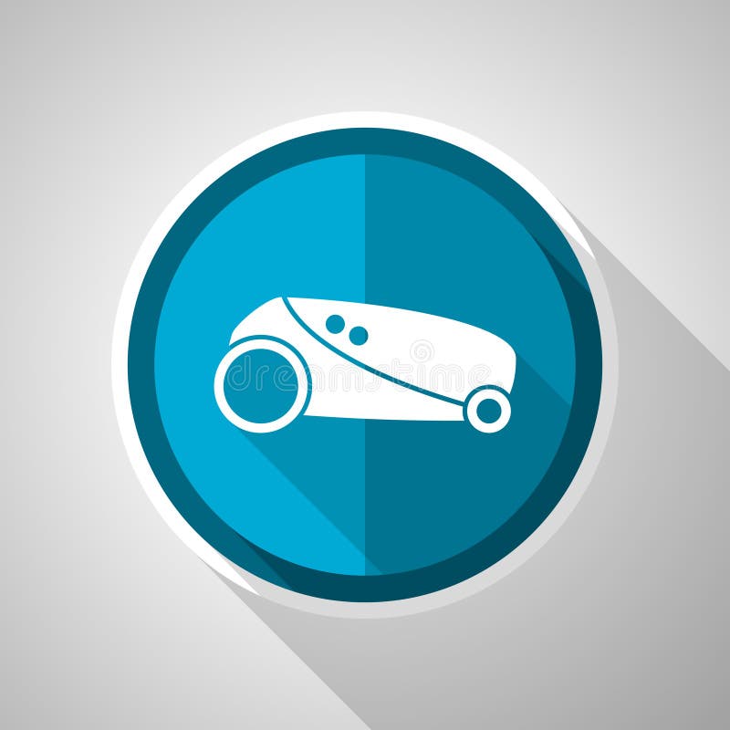 Robot, Automatic Grass Mower Symbol, Flat Design Vector Blue Icon with ...