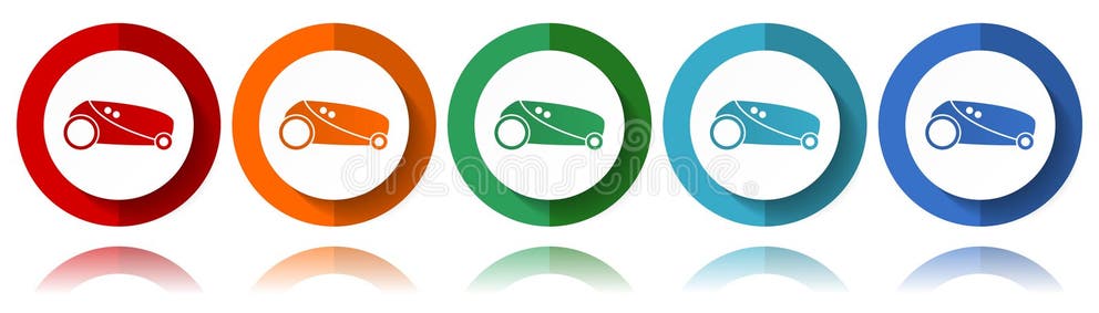 Robot, Automatic Grass Mower Vector Icons, Flat Icon Set for Logo ...
