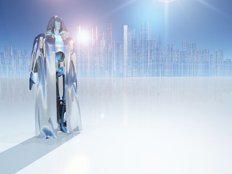 Robot avant ville illustration stock. Illustration du construction ...