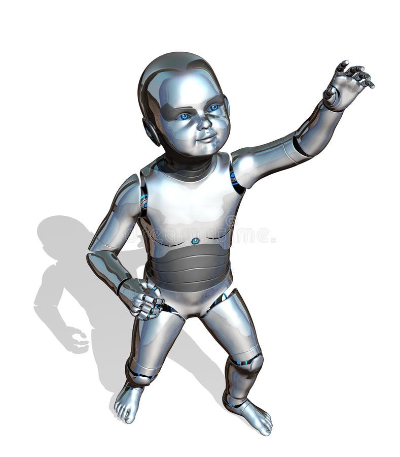 Robot Baby Reaching stock illustration. Illustration of android - 49884272