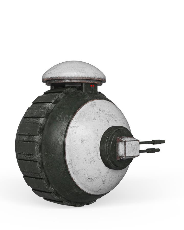 Robot Ball in White Background Rear Side View Stock Illustration ...