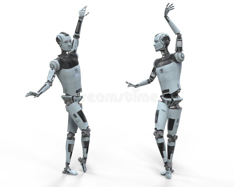 Robot Ballet Dancers, 3D Illustration Stock Illustration - Illustration ...
