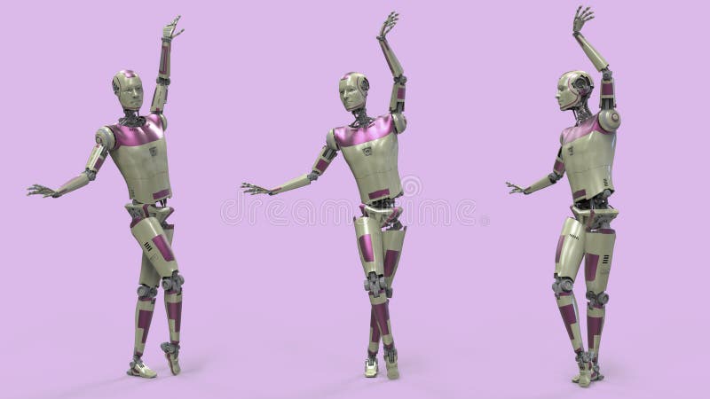 Robot Ballet Dancers, 3D Illustration Stock Illustration - Illustration ...