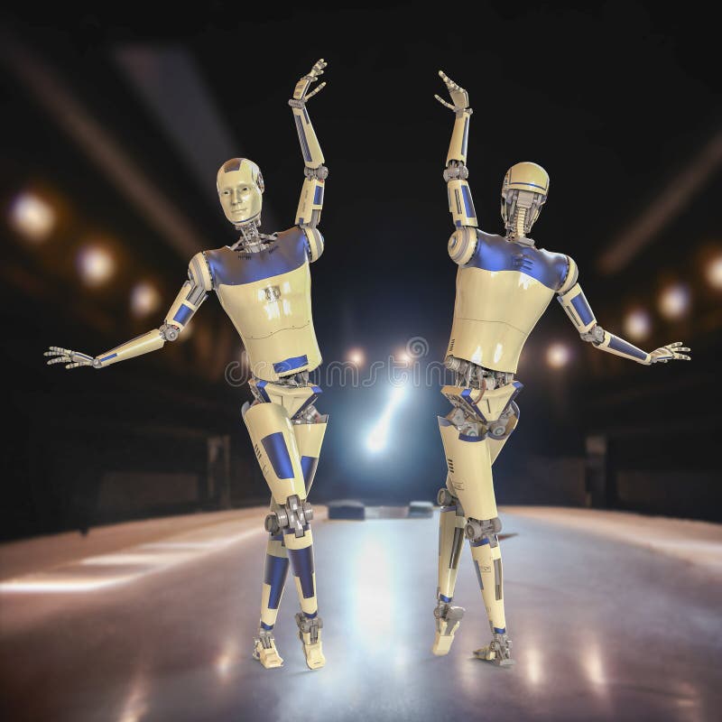 Robot Ballet Dancers, 3D Illustration Stock Illustration - Illustration ...