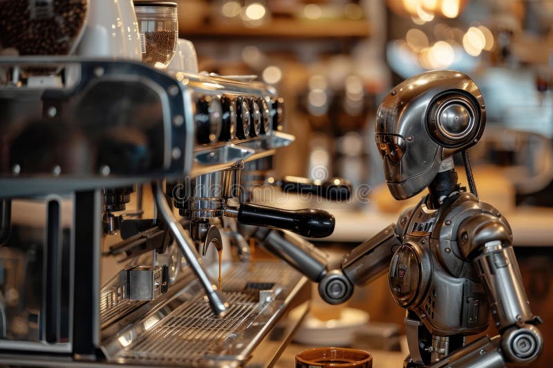 Robot Barista Serving Coffee in a Cafe Stock Photo - Image of equipment ...