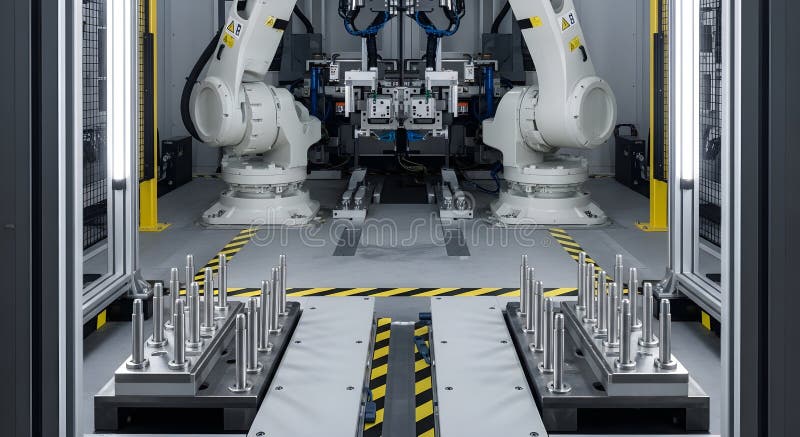 Robot Base Shims and Dowels in Mirrored Layout on Workcell Floor with ...