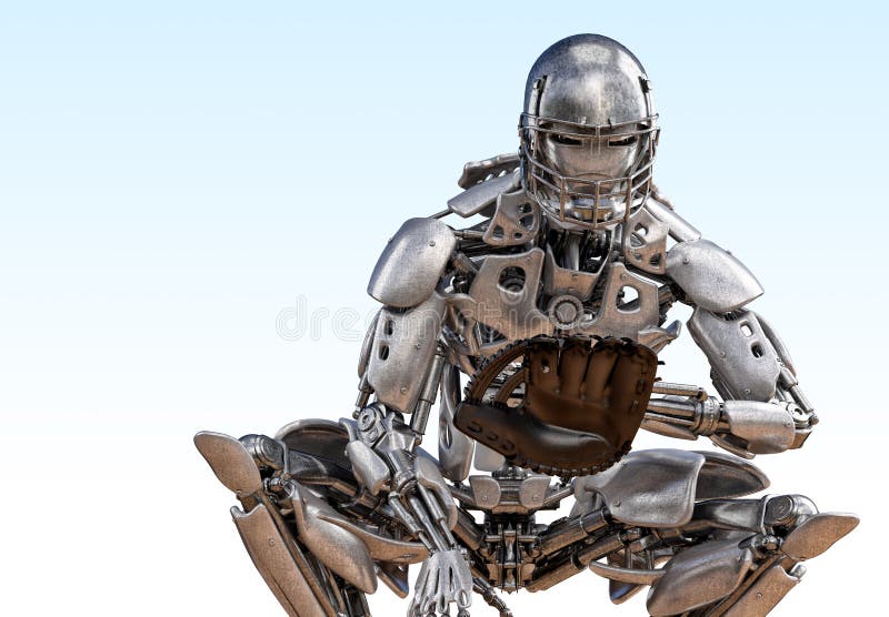 Robot Baseball Player Catcher. Cyborg Robot Artificial Intelligence ...