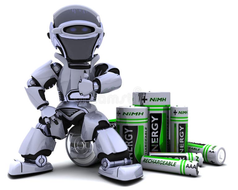 Robot with Batteries stock illustration. Illustration of cute - 18633042