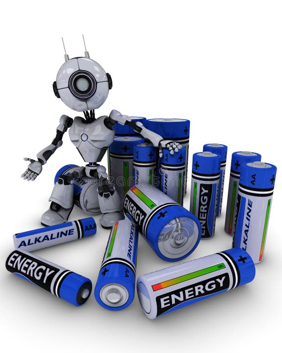 Robot with batteries stock illustration. Illustration of robot - 61583673