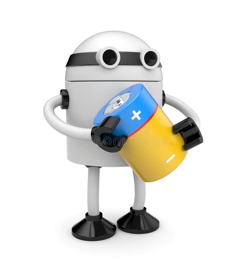 Robot with battery stock illustration. Illustration of figure - 25190702