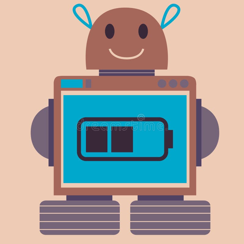 Robot with Battery. Vector Illustration Decorative Design Stock Vector ...