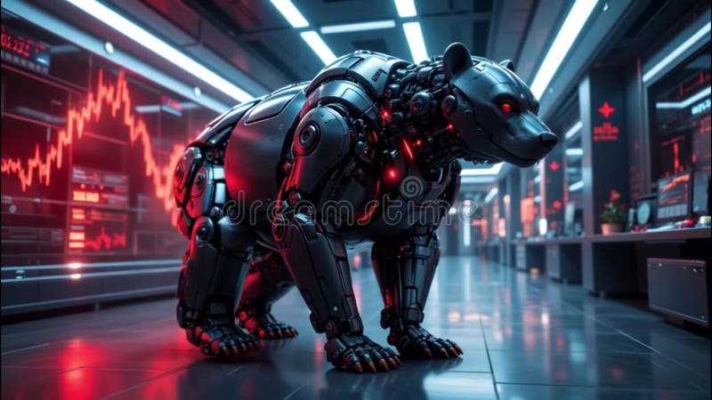 A Robot Bear Walks Around the Office. AI Generated. Stock Footage ...